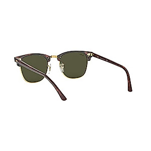 Ray-Ban RB3016 Clubmaster Square Sunglasses, Mock Tortoise On Gold/G-15 Green, 49 mm