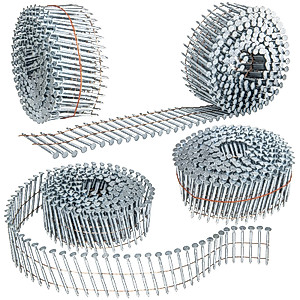 Coil Siding Nails 1-3/4-in 15 Degree Stainless Steel Coil Siding Nails 1200 Count 1-3/4-Inch x .092-Inch Ring Shank Cold-Dipped Galvanized Collated Wire Coil Nails