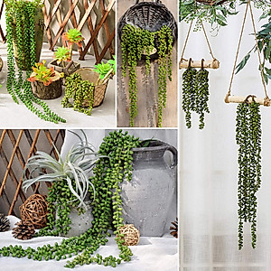 HUIANER Artificial Succulent Plants, 13.4" Fake Hanging String of Pearls Simulation Greenery Plants for Christmas Wall Home Kitchen Office Garden Wedding Decor, Pack of 2