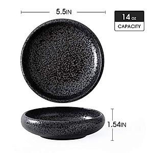 Uaral Japanese Plates Serving Dishes,Salad Bowl Set,Dessert Plate,Appetizer Plate Set of 4,5.5inch(Black Speckled)