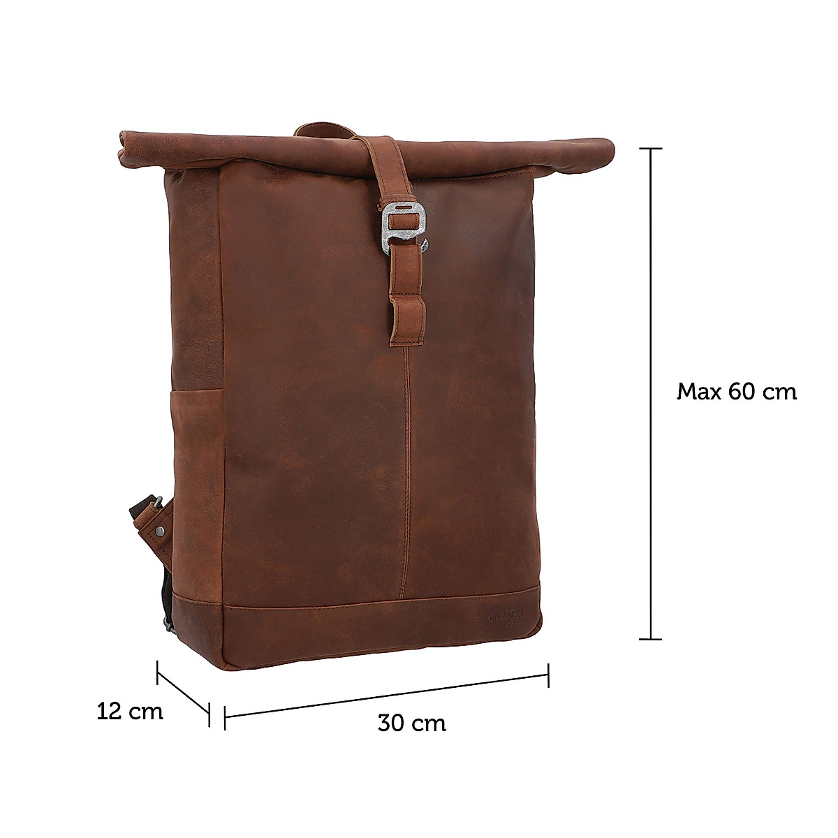 Gusti Backpack Leather-Bendik Rolltop Messenger bag Backpack Leather backpack Vintage city backpack Outdoor backpack Laptop bag Uni backpack Travelling bag Brown leather