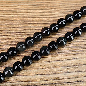 COAI 108 Mala Beads Black Obsidian Tiger Eye Stone Hamsa Hand Bracelet Necklace