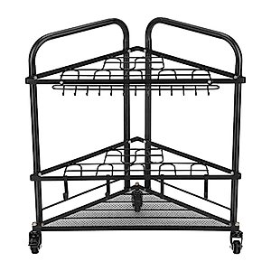 tonchean Garden Tool Organizer With Wheels Iron Corner Tool Storage Rack Rolling Corner Tool Storage Rack Easy To Install For Shed, Garage, Garden, Black