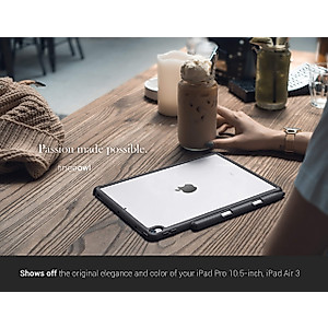 TineeOwl iPad Pro/Air 3 (10.5-inch) Case with Pencil Holder [Improved] Thin and Slim, Compatible with Apple Smart Keyboard and Smart Cover (Clear/Black)