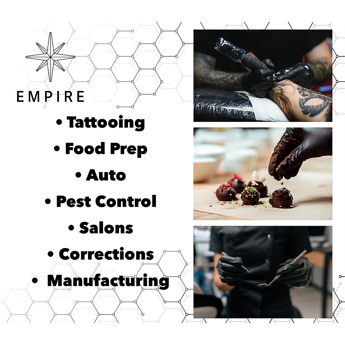 EMPIRE - Black Nitrile Exam Gloves Case - Premium - Non-Sterile - Powder Free - Single Use, Disposable - Latex Free - For Medical, Dental, Lab, Food Service, Home, Fentanyl Resistant, Small 1000 Count