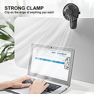 Ideapro 6 inch Portable Clip on Fan, Battery Operated USB Fan, Small Desk Fan with 3 Speeds, Strong Clamp, 360°Rotate Personal Fan for Office Home Dorm Stroller(Black)…