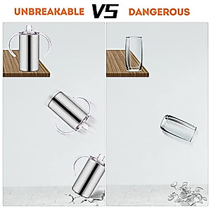 12oz Stainless Steel Insulated Sippy Cups with Handles, 2 Pack Spill Proof Vacuum Tumbler for Toddlers, Kids Straw Cup with 2 Lids, Double Wall Kids Travel Mug Tumbler with Handles for School, Outdoor