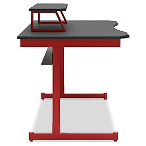 Signature Design by Ashley Lynxtyn Contemporary 63" Home Office Desk with Raised Monitor Stand, Red & Black