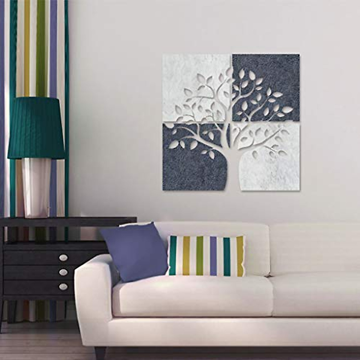 Wall decoration 4 Pieces of Abstract Decorative Wall Stickers,Living Room TV Background, self-Adhesive Office memo Photo Board