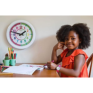 ertt Teaching Wall Clock - Learn The Time Wall Clock - Kids Analog Clock for Classroom, Playroom, Bedroom, Educational Room Decor - School Clock for Kids with Rainbow Face (29cm)