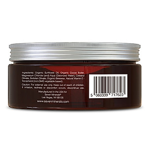 Seven Minerals, Natural Magnesium Cream for Pain Calm, Leg Cramps, Sleep & Muscle Soreness With Moisturizing Organic Cocoa Butter & Vitamin E - No Harmful Ingredients USA Made Safe for Kids (8 fl oz)