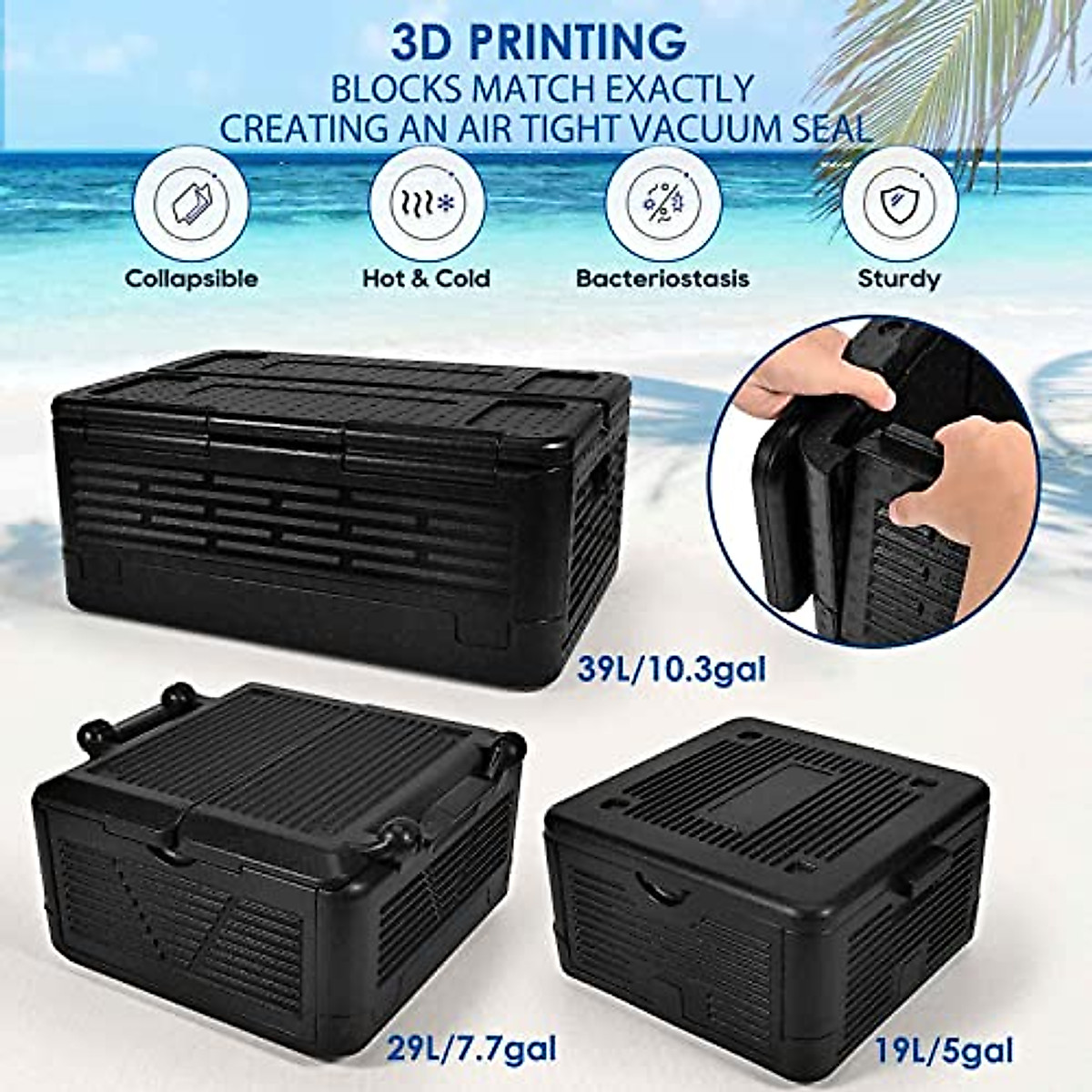 Camping Cooler, Collapsible 19L 30 Can Insulated Ice Chest, Portable Lightweight Hard Car Coolers, Large Waterproof Cooler Box Keep Cold and Warm for Camping, Hiking, Fishing, Beach-by BRILLIRARE