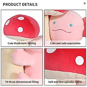 HAIJUNYA 15" Cute Mushroom Axolotl Plush Pillow, Kawaii Red Mushroom Axolotl Stuffed Animals Toy Decor, Soft Squishy Plushies Gifts for Girls, Christmas, Birthday