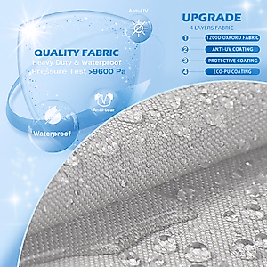 Solim Trailerable 1200D PU Heavy Duty Pontoon Boat Cover, 16-18ft Marine Grade Waterproof UV Resistant Oxford Polyester Canvas Cover, Boat Cover for Pontoon with Adjustable 16 Tie Down Straps, Gray