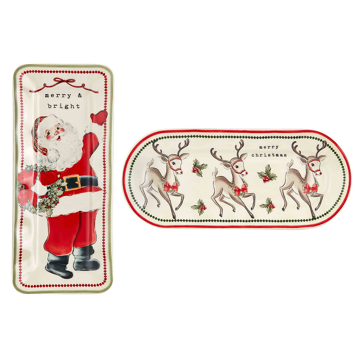 Mud Pie Everything Christmas Plate, Santa Vintage, 4" x 9"