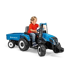 Peg Perego New Holland T8 Tractor & Trailer 12 Volt Ride on, Blue