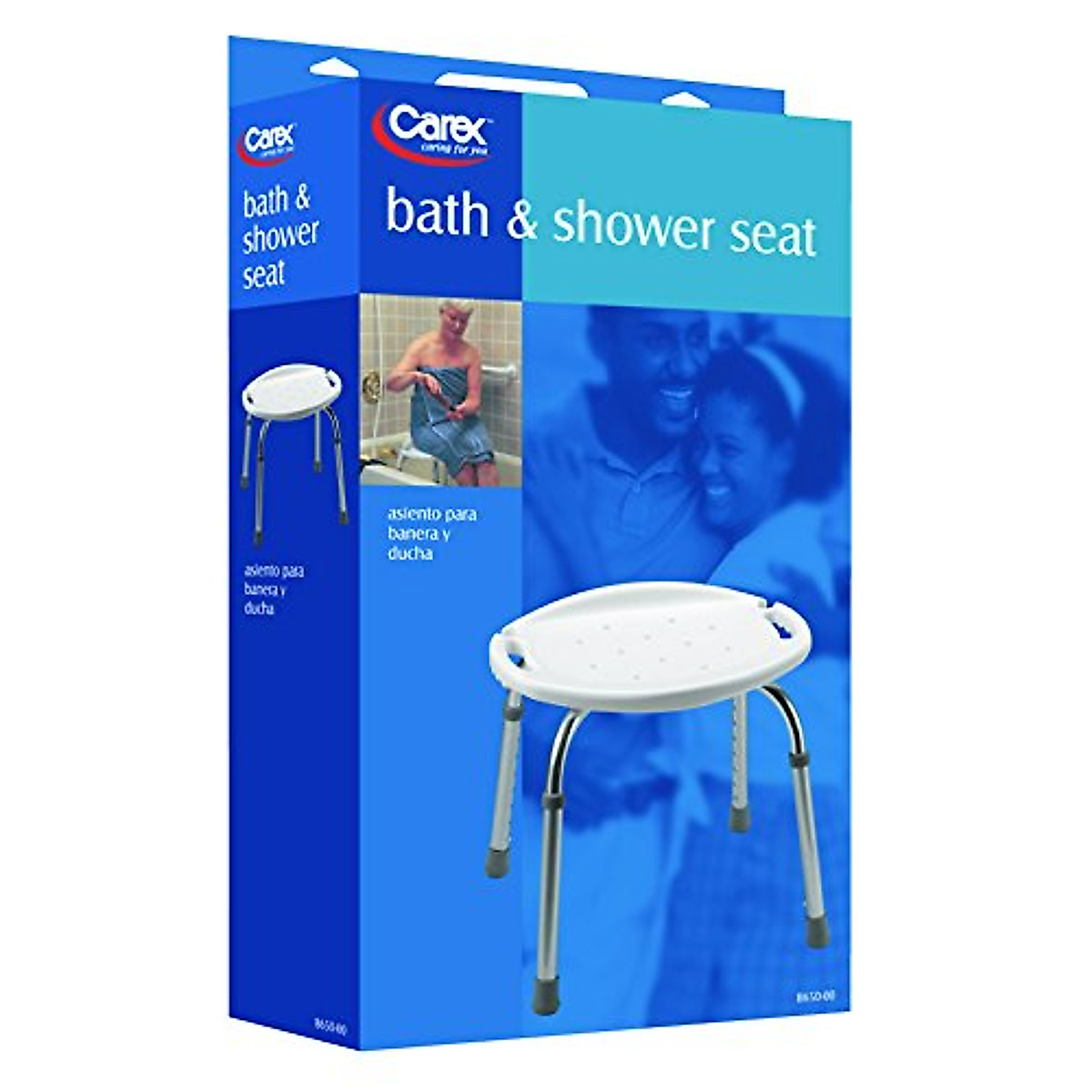 Carex Adjustable Bath and Shower Seat – Shower Stool - Aluminum Bath Seat - Shower Chair with Handle