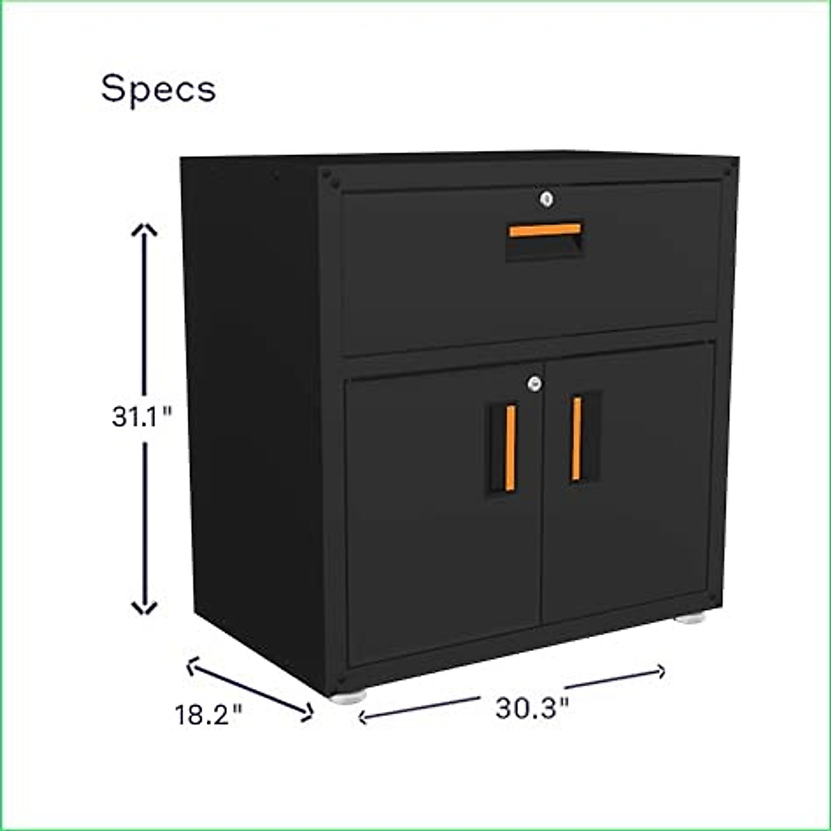 itbe for Home Ready-to-Assemble One Drawer Steel Cabinet with 2 Doors (Black)