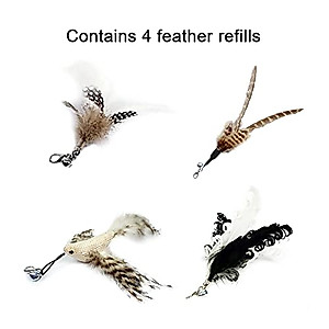 TTcat Cat Wand Toys, 35'' Flexible Steel Wire and 4PCS Cat Feather Toys Cat Teaser Toy Refills, Interactive Cat Toy Wand Kitten Toys for Indoor Cats to Play Chase Exercise…