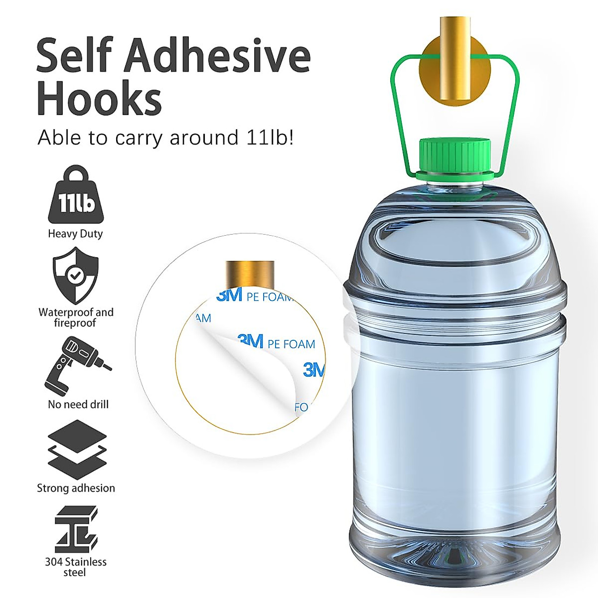 lmytdo Towel Hooks for Bathrooms, Coat/Robe Hook Gold Stainless Steel Heavy Duty Hangers for Bedroom Kitchen Livingroom Garage Hotel Shower Hooks (2 Pack