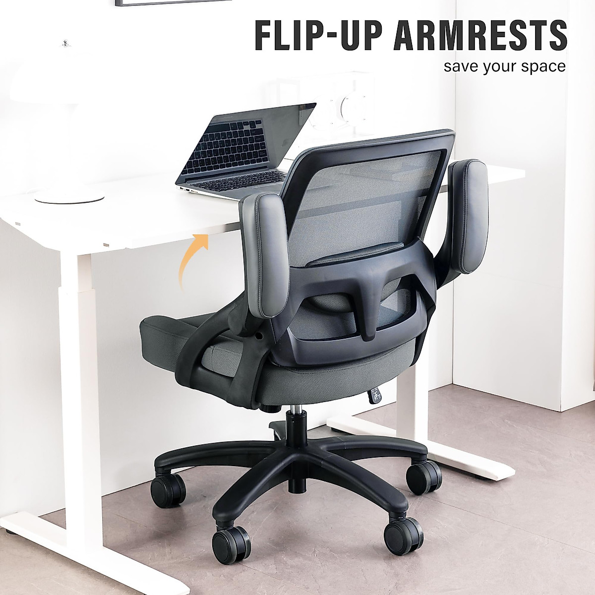 Big and Tall Office Chair 400lb- Mesh Ergonomic Heavy Duty Desk Chair- Flip Arms, Plus Size Wide Seat Executive Computer Chair for Large People- Home Office Swivel Rolling Task Chairs