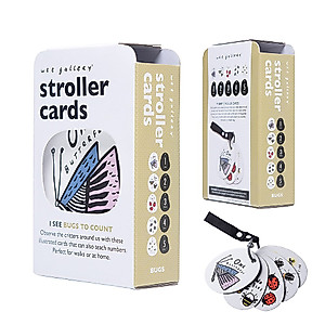 Wee Gallery Stroller Cards - I See Bugs to Count - Counting Numbers Travel Activity for Babies, Toddlers, with Snap on Strap for Walks, Car Seat, Bag, Stroller