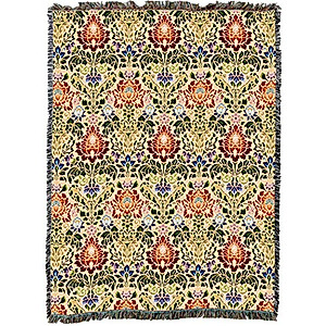 Pure Country Weavers William Morris Acanthus Spectrum Blanket - Arts & Crafts - Gift Tapestry Throw Woven from Cotton - Made in The USA (72x54)