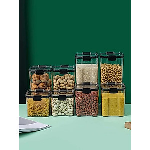 TfSH 1 Set of 4 (S, M, L, XL size) Clear Food Storage Box, Food Storage Container With Lid, Clear Plastic Kitchen And Pantry Organization Container