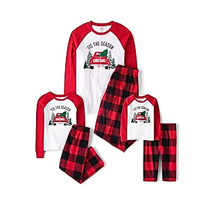 The Children's Place,Family Matching, Christmas Pajama Sets. Fleece,RUBY,Large (10/12)