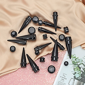 Longbeauty 24pcs Big Gauges Kit Ear Stretching Kit 00G-20mm Acrylic Tapers Plugs Body Piercing Set
