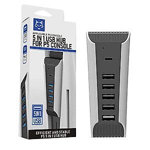 G-Dreamer HS-PS5027 5 in 1 USB HUB for PS5 Console - 4 USB Data Transmission Ports, 1 USB Charging Port, 1 Type-c3.1 Port