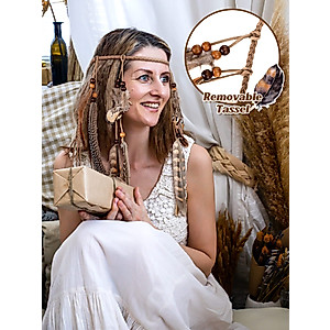 XunYee Feather Headband Hippie Headband for Women Hippie Accessories Indian Headband Feather Hair Accessories for Costume (Classic Style)