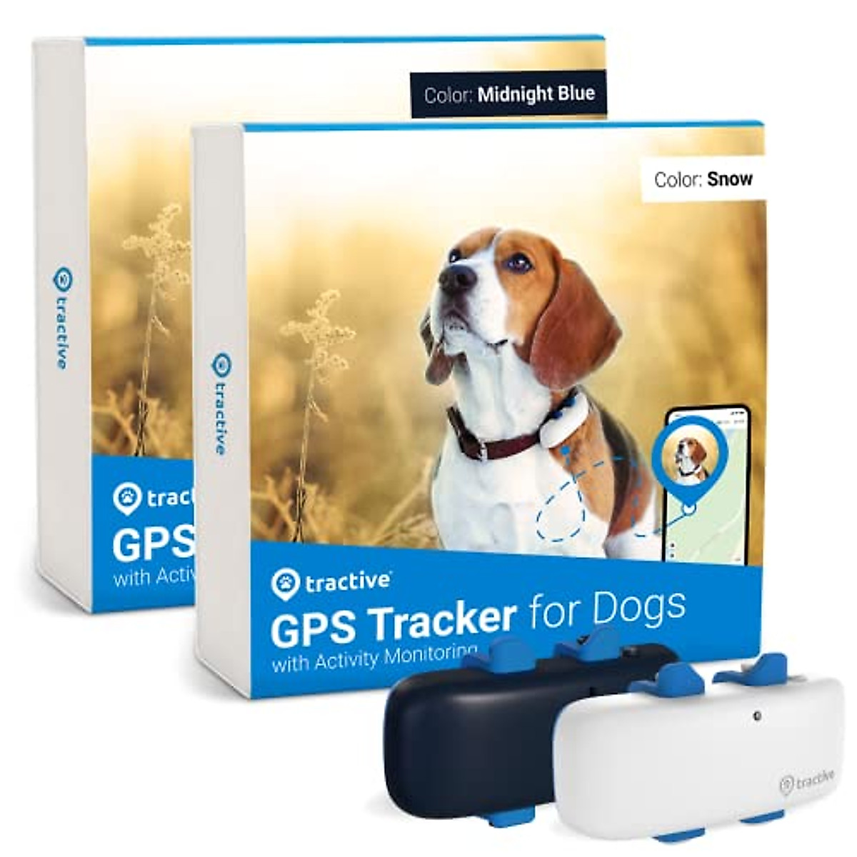 Tractive Waterproof GPS Dog Trackers - Location & Activity, Unlimited Range & Works with Any Collar (Pack of 2)