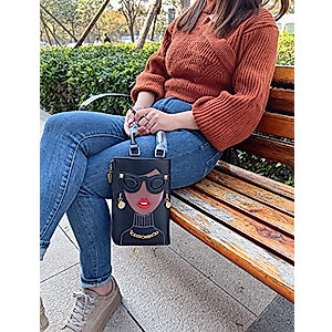 Novelty Personalized Women's 3D Ladies Designer Leather Top Handle Satchel Handbags Tote Purse Crossbody Shoulder Bags (Black)
