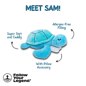 Follow Your Legend Sam The Sea Turtle Plush with Pillow Accessory - 10" Adopt Me Plushies, Stuffed Turtle, Sea Turtle Stuffed Animal, Small Turtle Plush