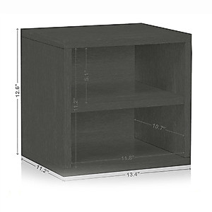 Way Basics Stackable Bookshelf Cube 2-Tier Shelf Modular Closet Organizer and Storage (Tool-Free Assembly), Charcoal Black