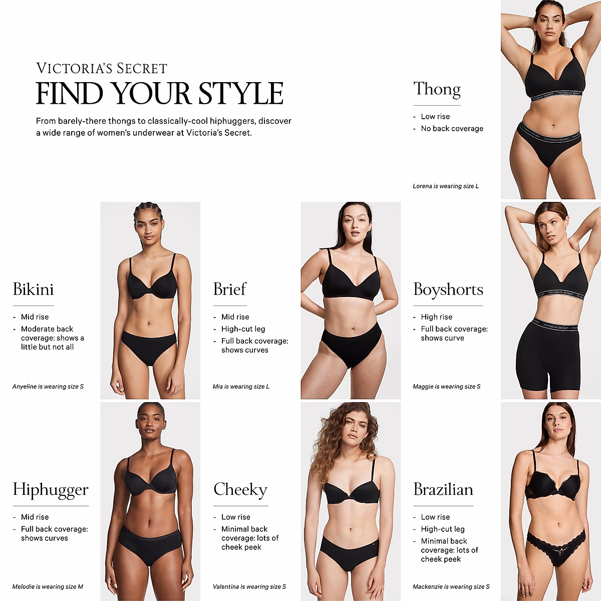 Victoria's Secret Women's No Show Cheeky Underwear, Minimal Coverage Panties for Women, Multi Pack, Essential Mix (M)
