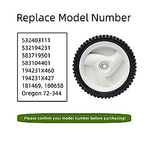 2 Pack Front Drive Wheels Replaces Craftsman Husqvarna 194231X427 532403111 Wheels 8"X1-3/4"