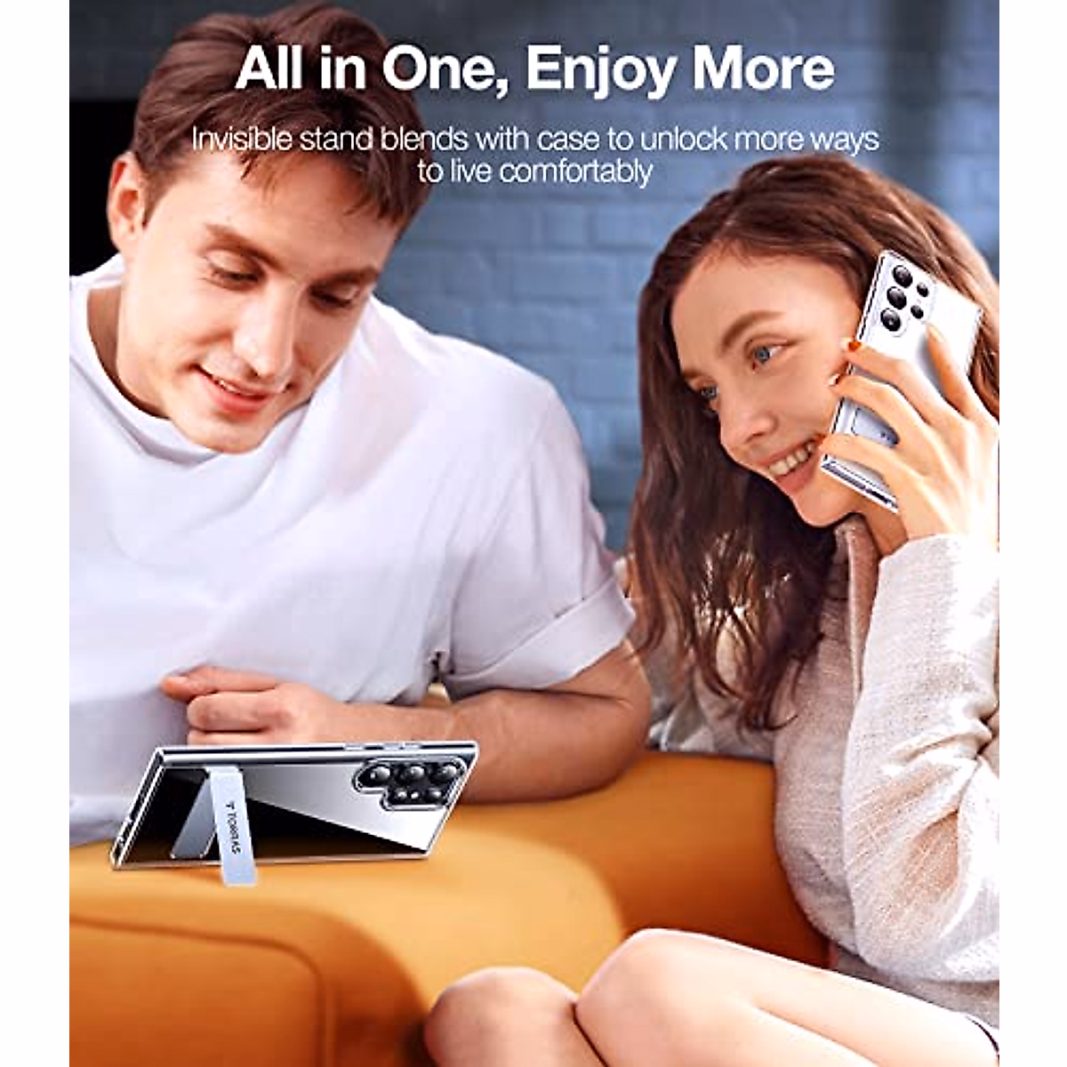 TORRAS for Samsung Galaxy S23 Ultra Case Clear with Kickstand Never Yellowing, [3-Way Built-in Kickstand] [10FT MIL-Grade Shockproof] Slim Clear Case for Samsung S23 Phone Ultra Case, Diamond Clear