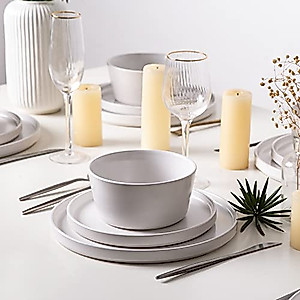 AmorArc Ceramic Plates Set of 6, Matte Glaze 8.0 Inch Dishes Set for Kitchen, Dessert,Salad,Appetizer, Small Dinner Plates, Microwave & Dishwasher Safe, Scratch Resistant, Matte White