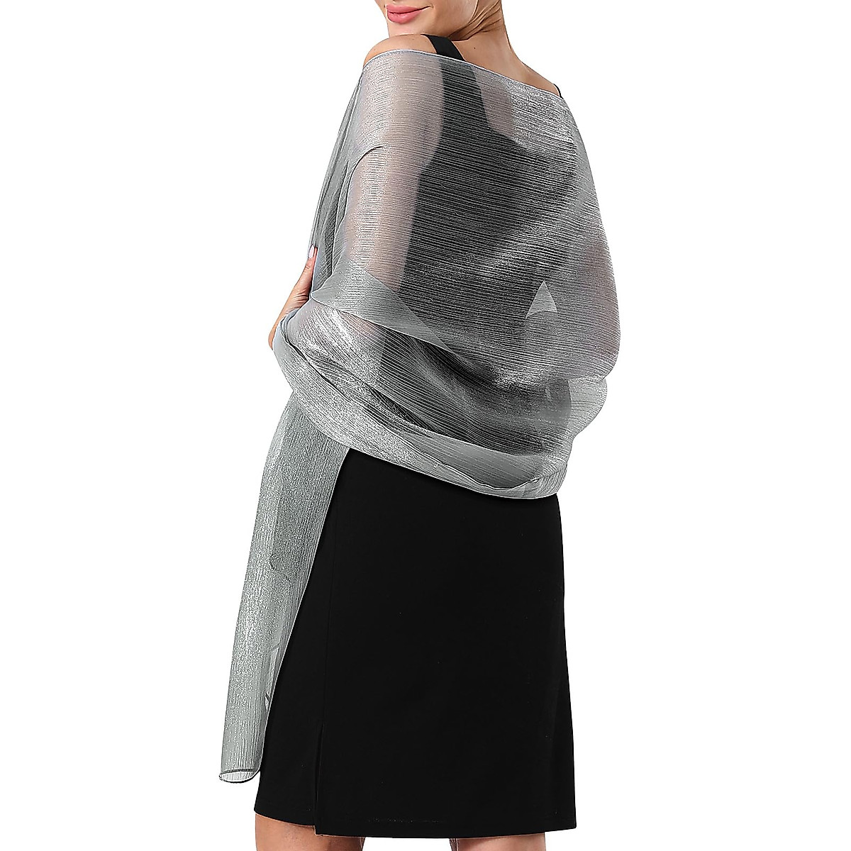 Ladiery Sheer Crepe Shawls and Wraps for Formal Evening Party,Women Soft Shimmer Light-weight Travel Festival Shawl