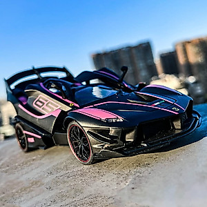 BDTCTK Compatible for 1:24 Ferrari FXXK Diecast Car Model, Zinc Alloy Pull Back Car with Sound and Light for Kids Boy Girl Black