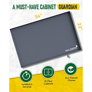 HALEEMS Under Sink Mat with Unique Drain Hole Design - Silicone 34'' X 22'' Under Sink Mats for Bottom of Kitchen Sink - Kitchen Cabinet Mats Hold up to 3 Gallons Liquid, Protector Tray, Easy to Clean