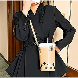 Ellie Dang Designs Cute Kawaii Bubble Milk Tea Shoulder Bag (Brown)