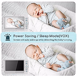 Video Baby Monitor with Camera and Audio, 4.3 inch Baby Monitor with Night Vision, 2-Way Audio Talk, Temperature Sensor, VOX Mode, 8 Lullabies, Long Range and High Capacity Battery, Ideal for New Moms