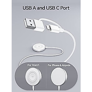 NEWDERY Magnetic Wireless Charger, for Apple Watch Charger, with Mag-Safe Charger and 18W Fast Charging Pad for iPhone 14/13/12 Pro Max Plus Mini, Smart Watch Ultra/8/7/6/5/4/3 and Airpods,USB A&C