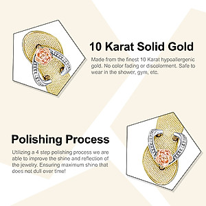 Gold Flip-flop Sandal with Flower Charm - 10 Karat Solid Gold - Sandal Pendant (Style 1)
