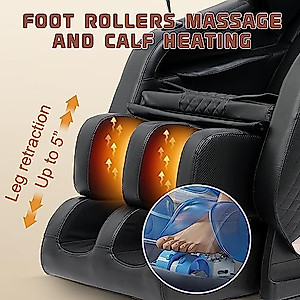 2023 Massage Chair Recliner, Zero Gravity Full Body Massage Chair with Airbags, Heating, Bluetooth Speaker and Foot Rollers (Black)