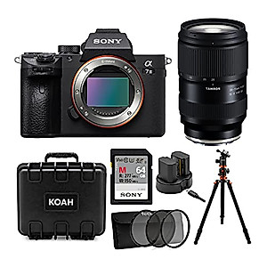 Sony a7RII Full Frame Mirrorless Interchangeable-Lens Camera (Body Only) Bundle with Lens, Filter Kit, CPL and Neutral Density, 64GB Memory Card, Battery and Charger, Hard Case, and Tripod (7 Items)