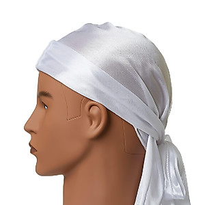 RED by KISS Silky Satin Durag Premium Smooth Silky Durag for Men & Women 360 Waves Headwraps (White)